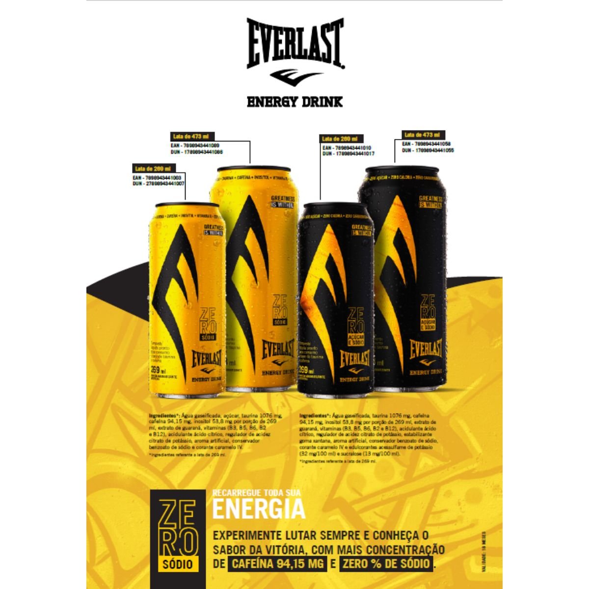 Energético EVERLAST Energy Drink Zero Lata 473ml | Pão de Açúcar