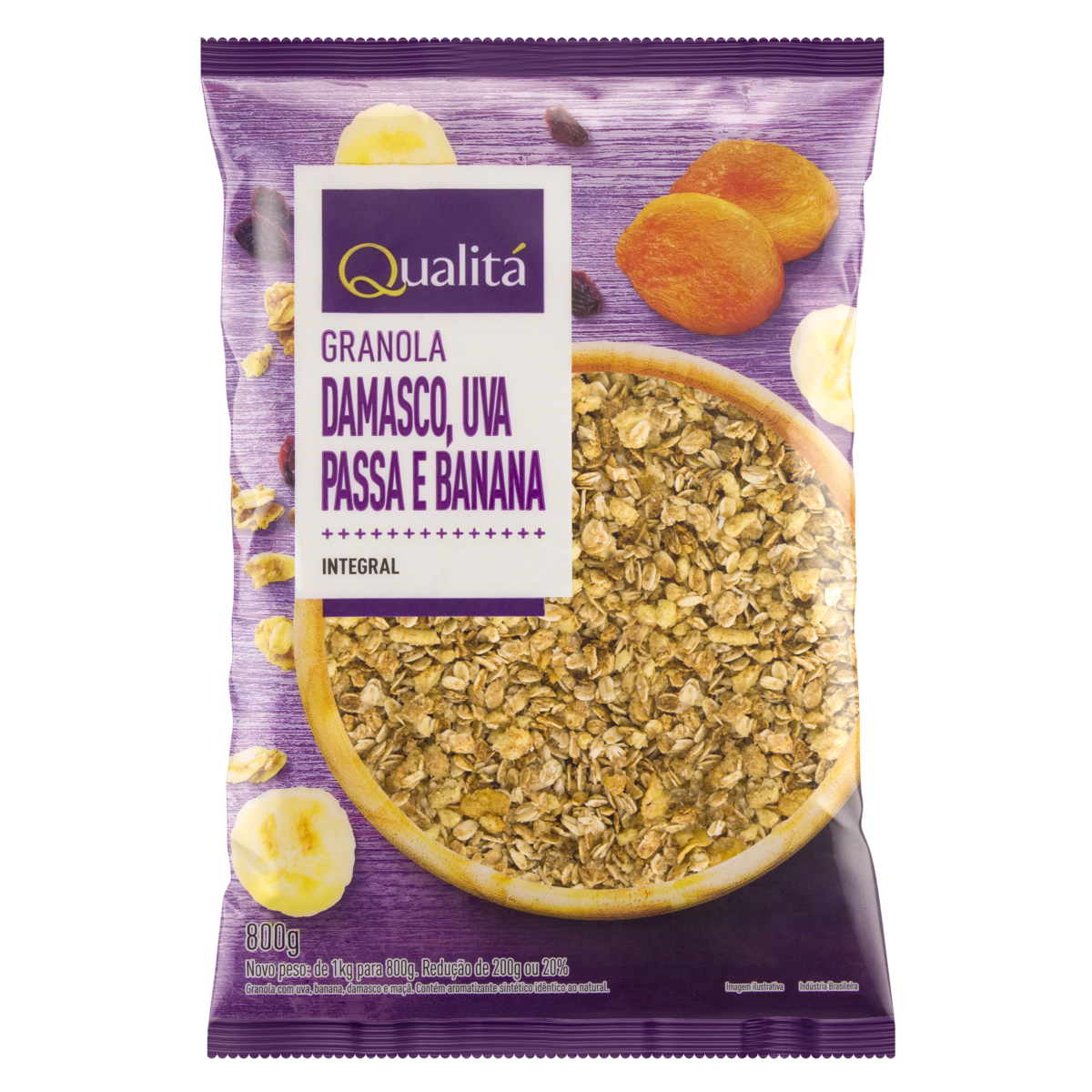 Granola QUALITÁ Damasco, Uva, Passa e Banana Pacote 800g | Pão de Açúcar
