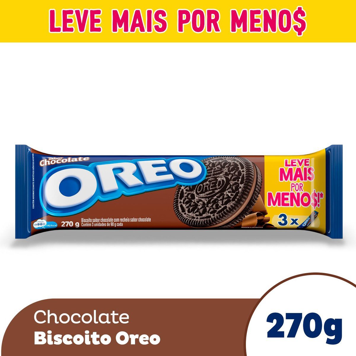 Biscoito recheado Oreo chocolate embalagem econômica multipack 270g ...