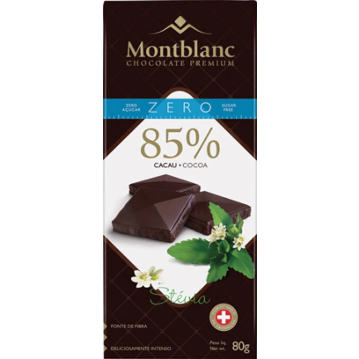 Chocolate Zero Açúcar 85% Cacau Montblanc 80g | Pão de Açúcar