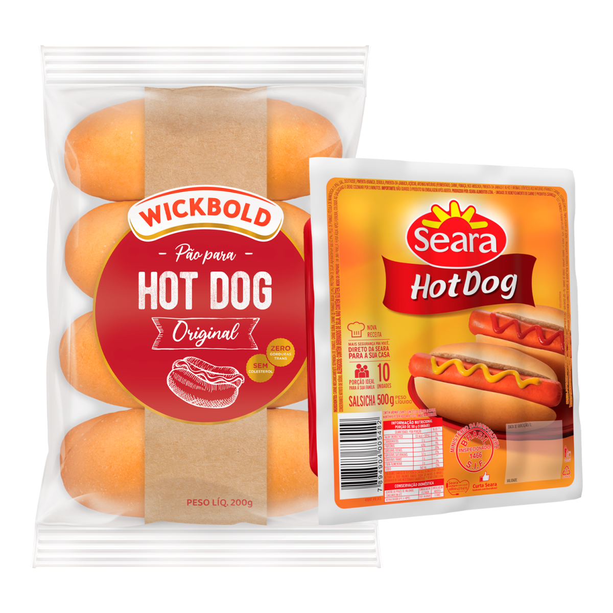 Combo Hot Dog - Salsicha Hot Dog SEARA 500g + Pão Para Hot Dog WICKBOLD ...
