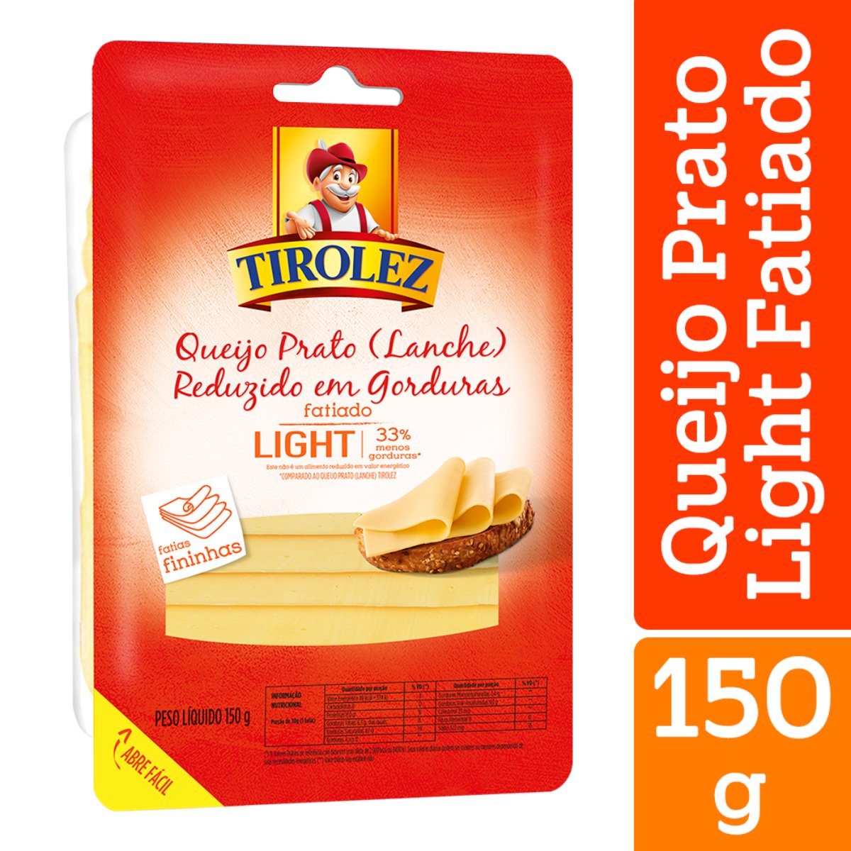 Queijo Prato Lanche Light TIROLEZ 150g | Pão de Açúcar