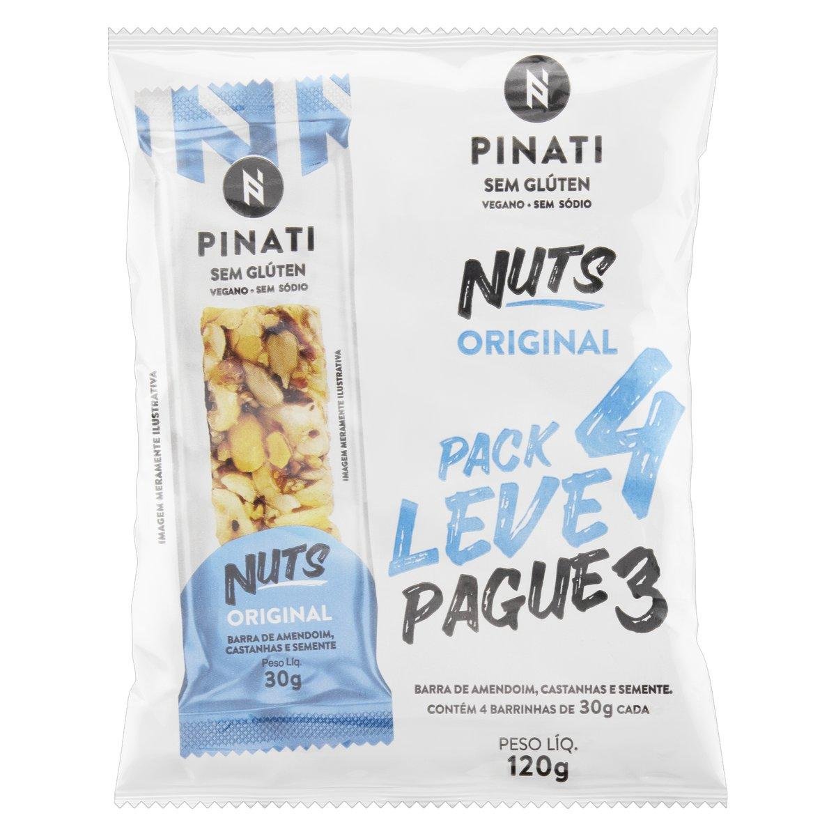 Pack Barra de Nuts Original Zero Sódio Super Saúde Pinati Pacote 120g Leve 4 Pague 3 Unidades ...