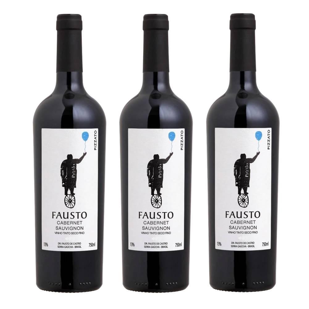 Kit 03 Un. Vinho Fausto de Pizzato Cabernet Sauvignon 750ml | Pão de Açúcar