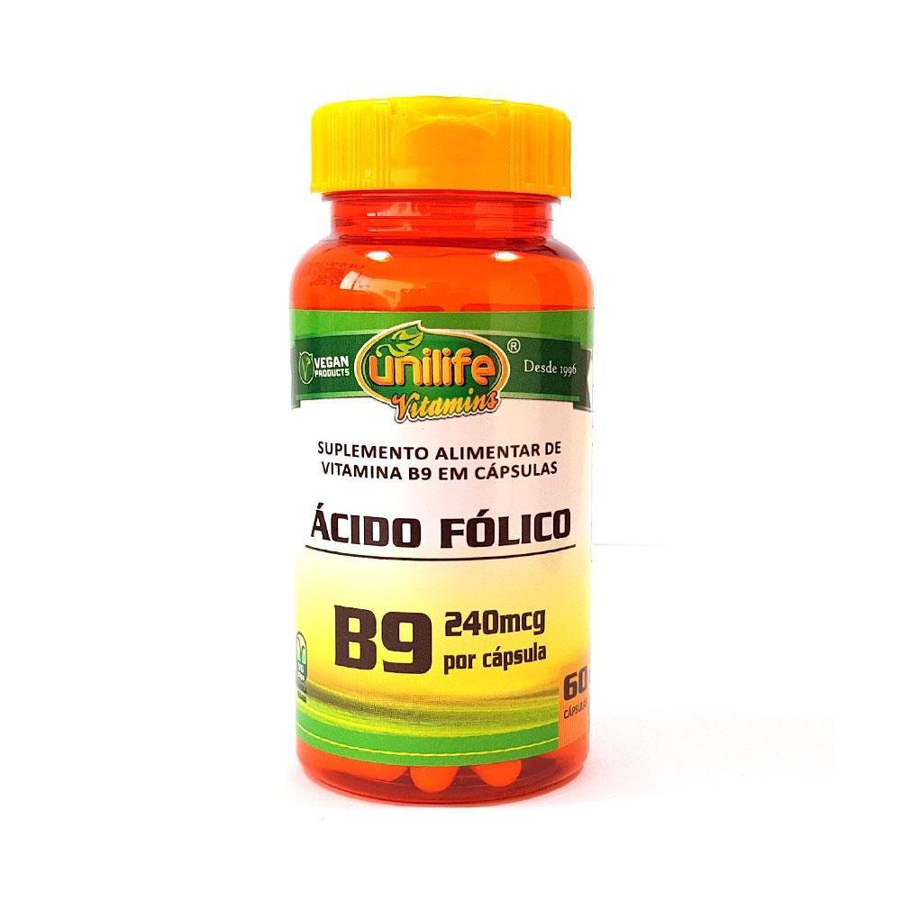 Vitamina B9 Ácido Fólico 500mg Unilife 60 Cáps | Pão de Açúcar