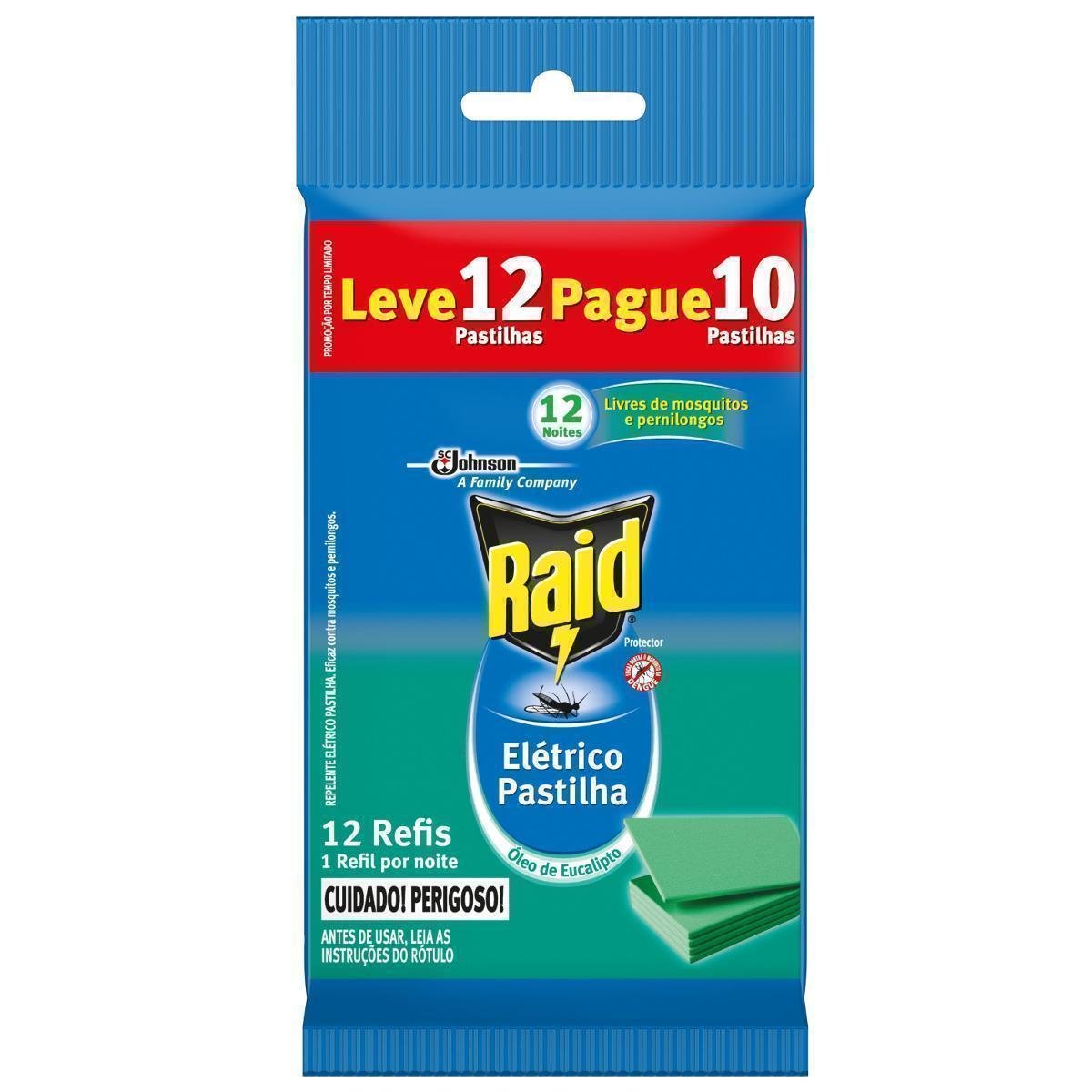 Raid Repelente Elétrico Pastilha Refil Eucalipto Leve 12 Pague 10 ...