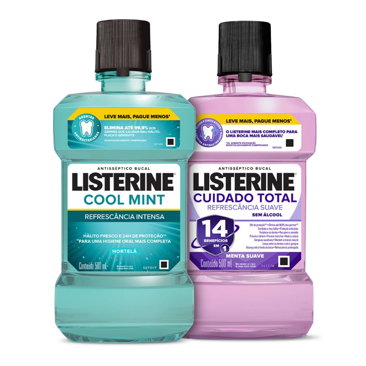 Kit Listerine Cool Mint 500 ml e Listerine Cuidado Total 500ml | Pão de ...