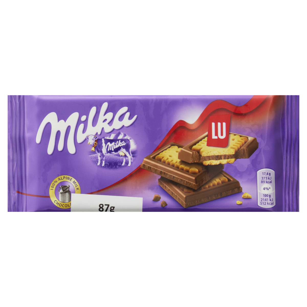 Chocolate ao Leite com Biscoito Milka Lu Pacote 87g | Pão de Açúcar