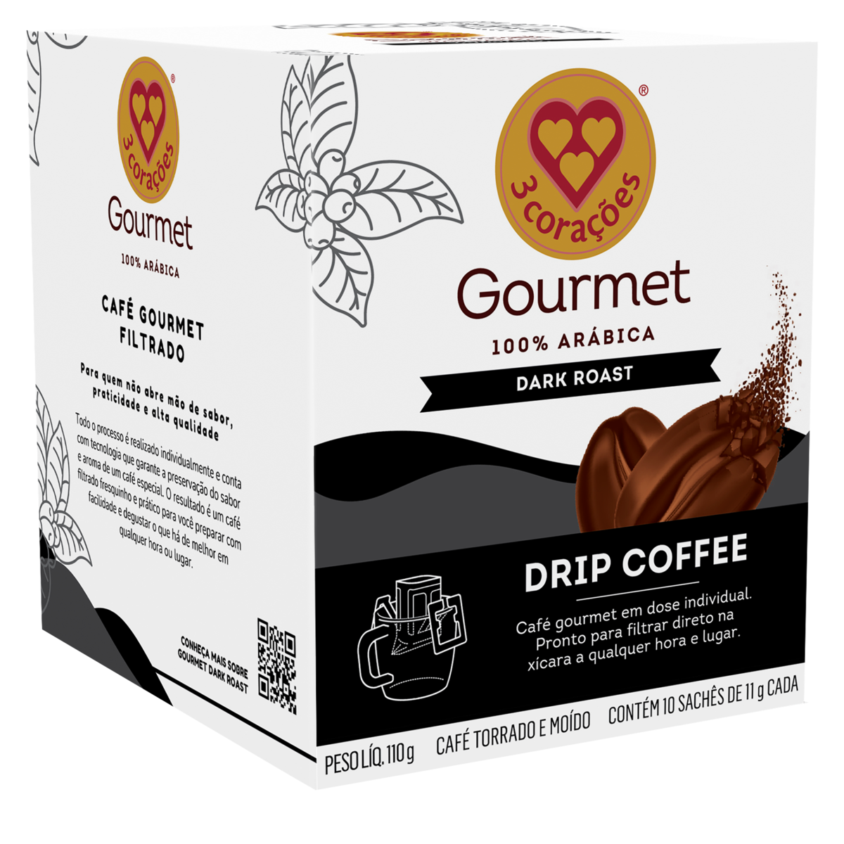 Café em Sachê Torrado e Moído Drip Coffee Filtrado 3 Corações Gourmet ...
