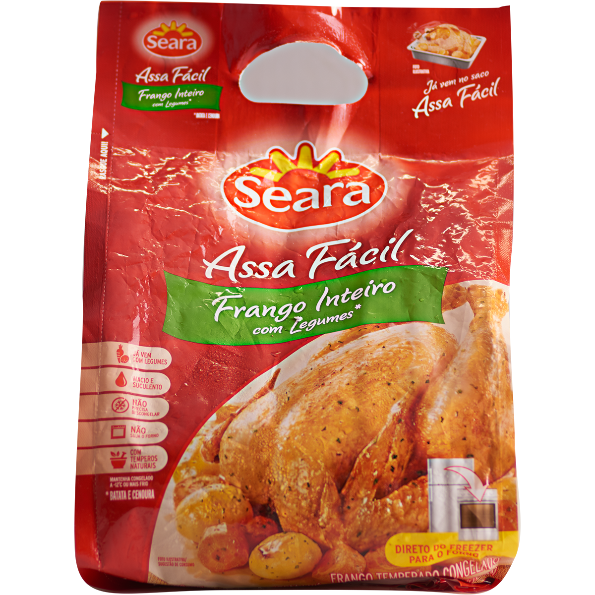 Frango Inteiro Temperado com Legumes Assa Fácil Seara 1,8kg | Pão de Açúcar