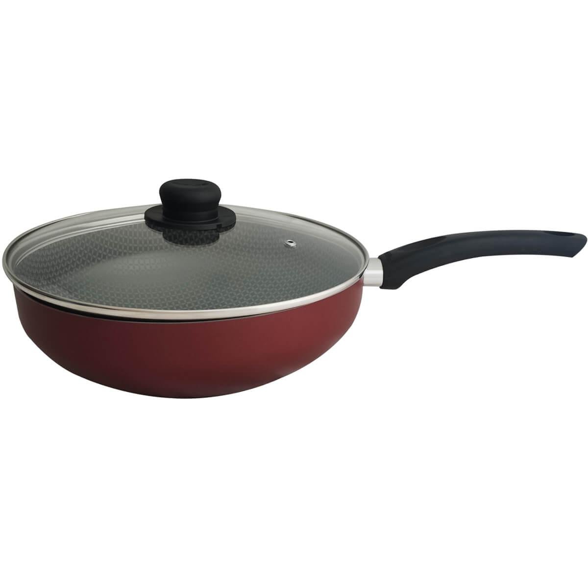 Frigideira Grande Com Tampa Antiaderente Multiflon Wok 28 Gourmet ...