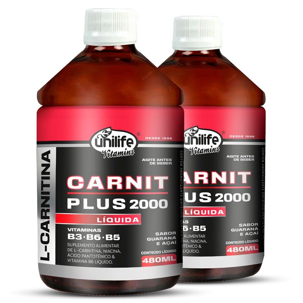 Kit 2 Carnit Plus 2000 L-Carnitina Unilife Guaraná com açaí 480m | Pão ...