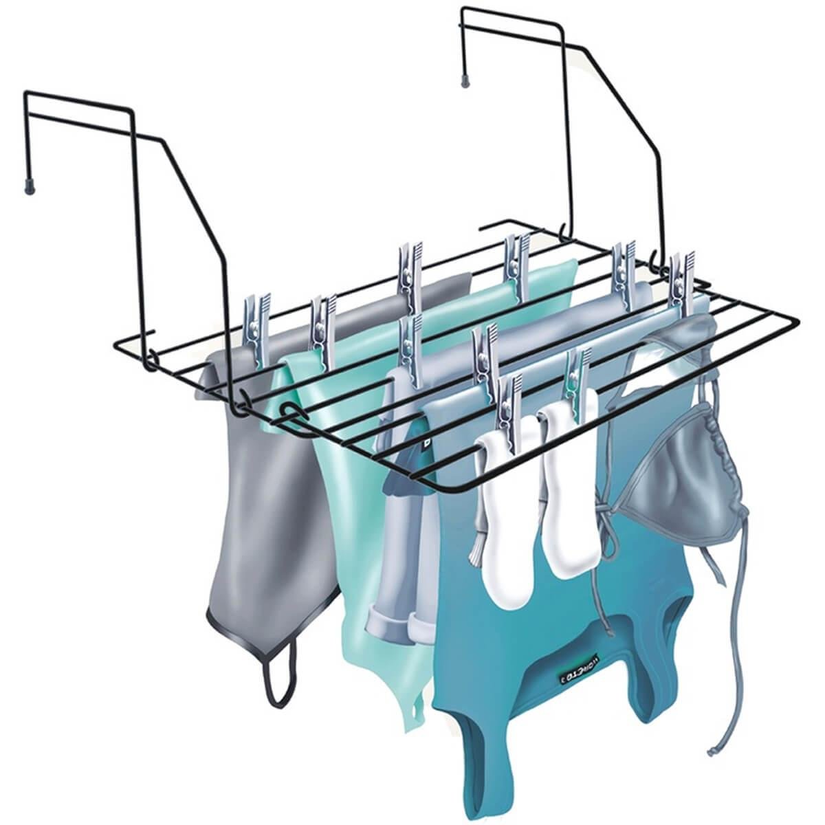 Varal Portátil de Janela Porta ou Box Prático Dobrável Aço Carbono ...