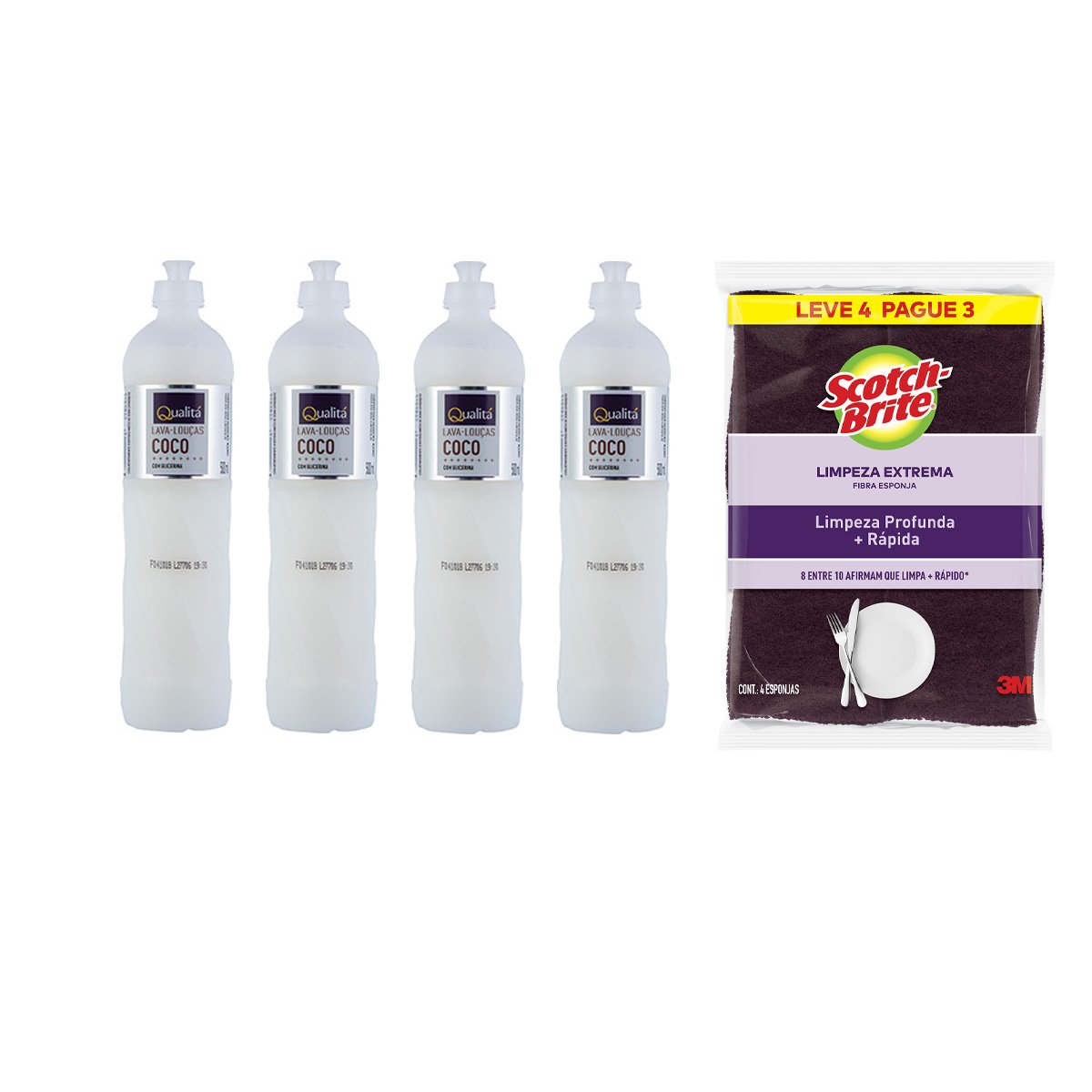 Kit Esponja Scoth Brite Extrema Leve 4 Pague 3 + 4 Detergentes Líquido ...