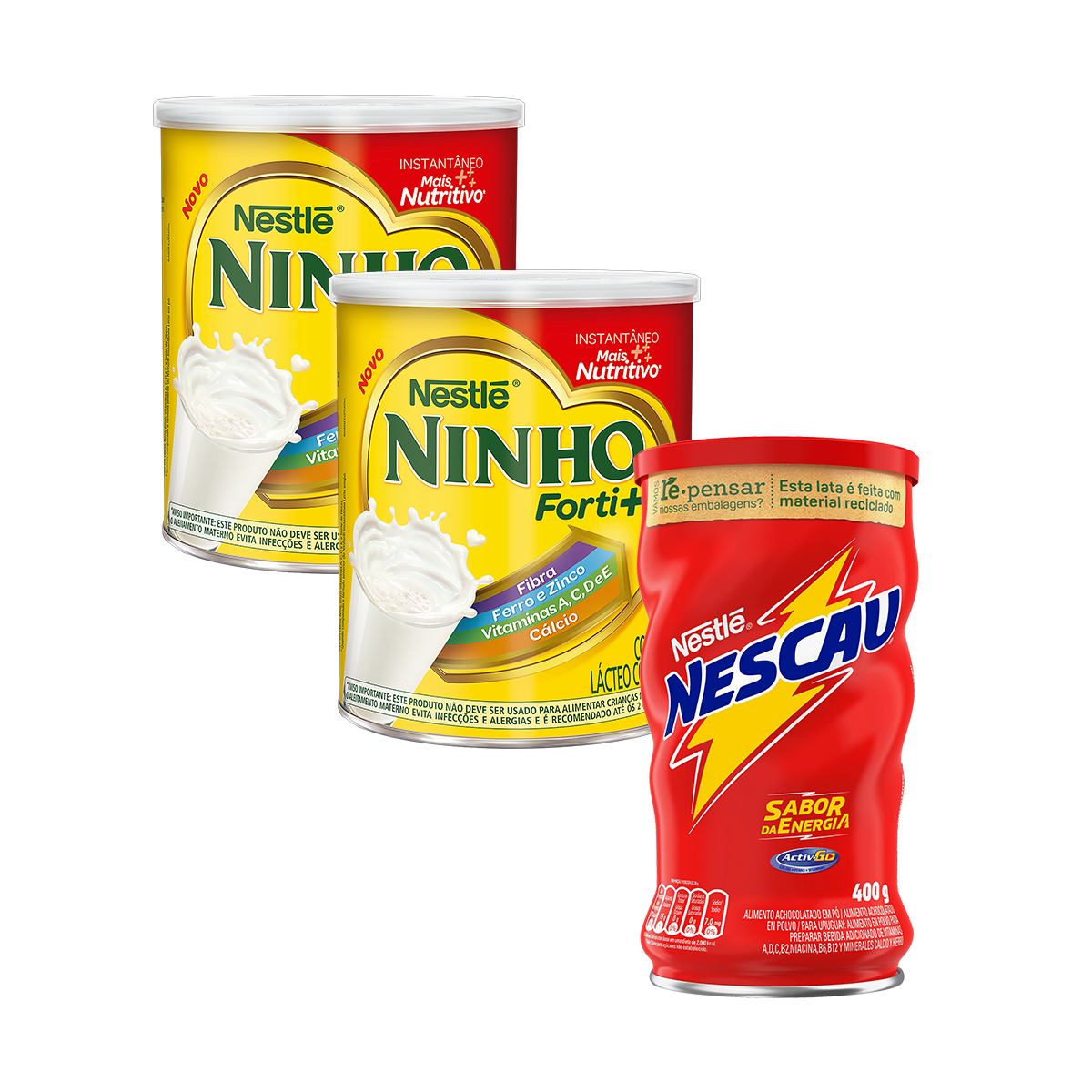 Kit com 2 NINHO Instantaneo Mais Nutritivo Lata 380g + Achocolatado em ...