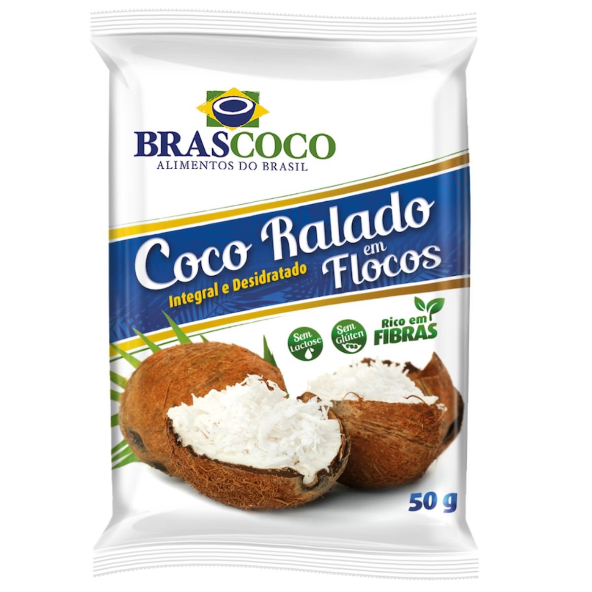 Coco Ralado Desidratado em Flocos Brascoco Pacote 50g | Pão de Açúcar